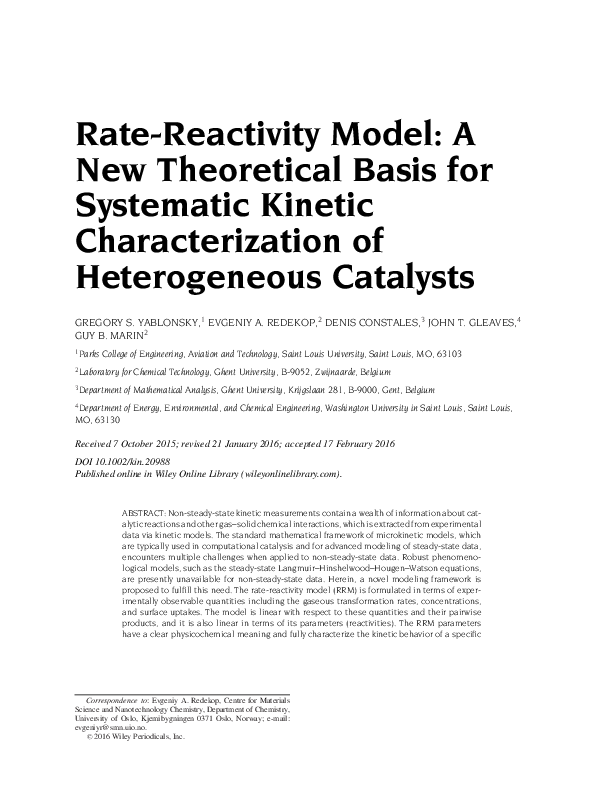 (PDF) Rate-Reactivity Model: A New Theoretical Basis for Systematic Kinetic Characterization of ...