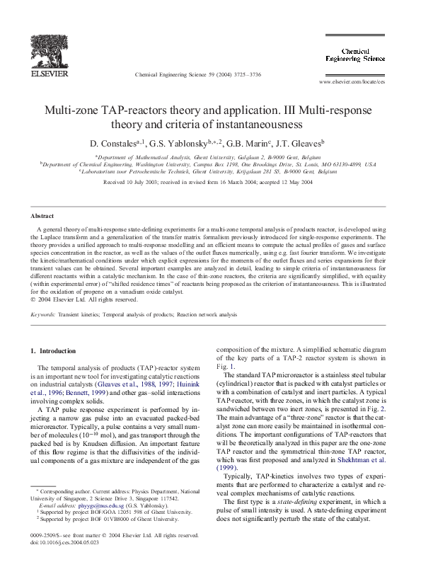 (PDF) Multi-zone TAP-reactors theory and application. III Multi ...