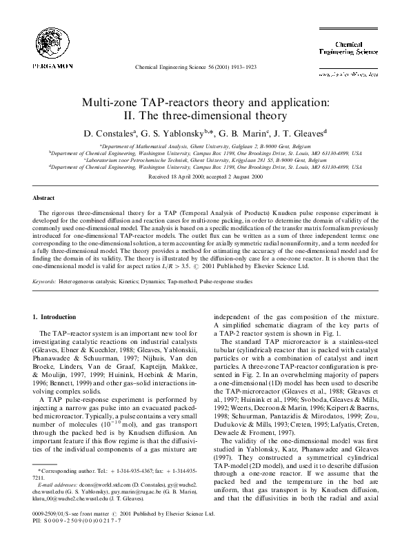 (PDF) Multi-zone TAP-reactors theory and application: II. The three ...