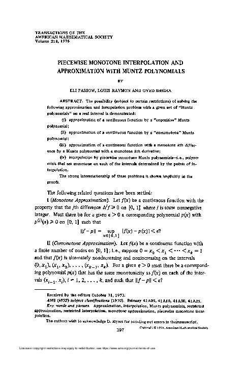 (PDF) Piecewise monotone interpolation and approximation with Muntz ...