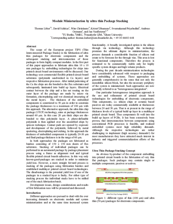 (PDF) Module Miniaturization by ultra thin Package Stacking