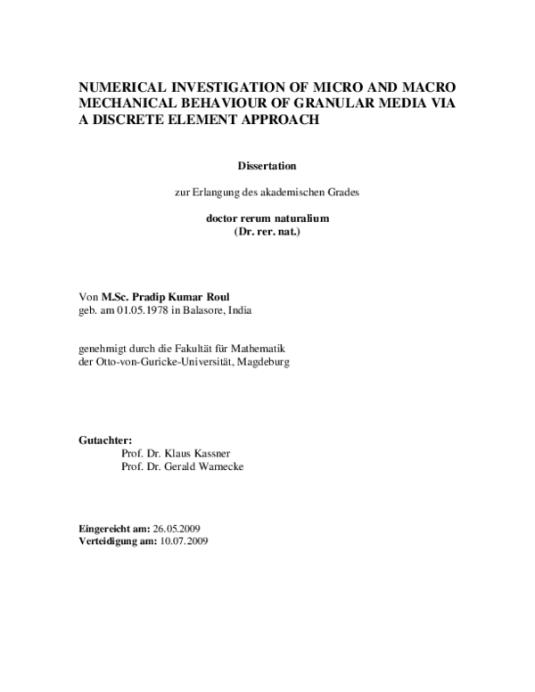 (PDF) Numerical investigation of micro and macro mechanical behaviour ...