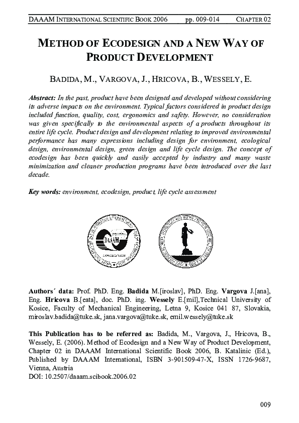 (PDF) Method of ecodesign and a new way of product development