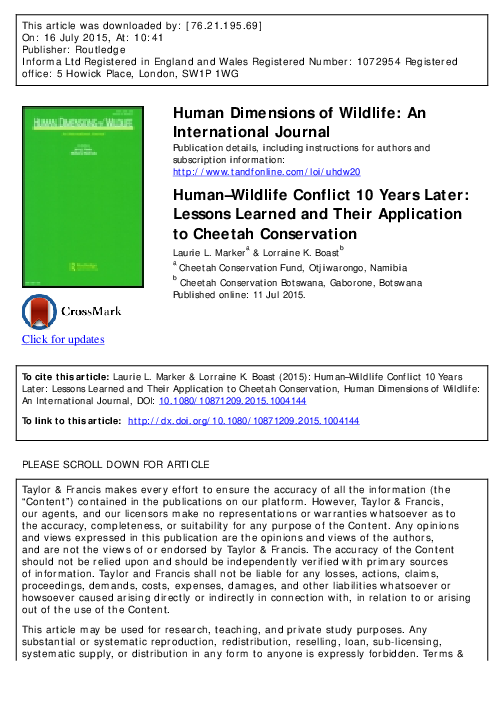 (PDF) Human–Wildlife Conflict 10 Years Later: Lessons Learned and Their ...