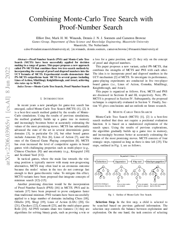 (PDF) Combining Monte-Carlo Tree Search with Proof-Number Search