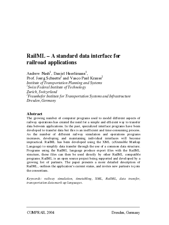 (PDF) RailML – a standard data interface for railroad applications