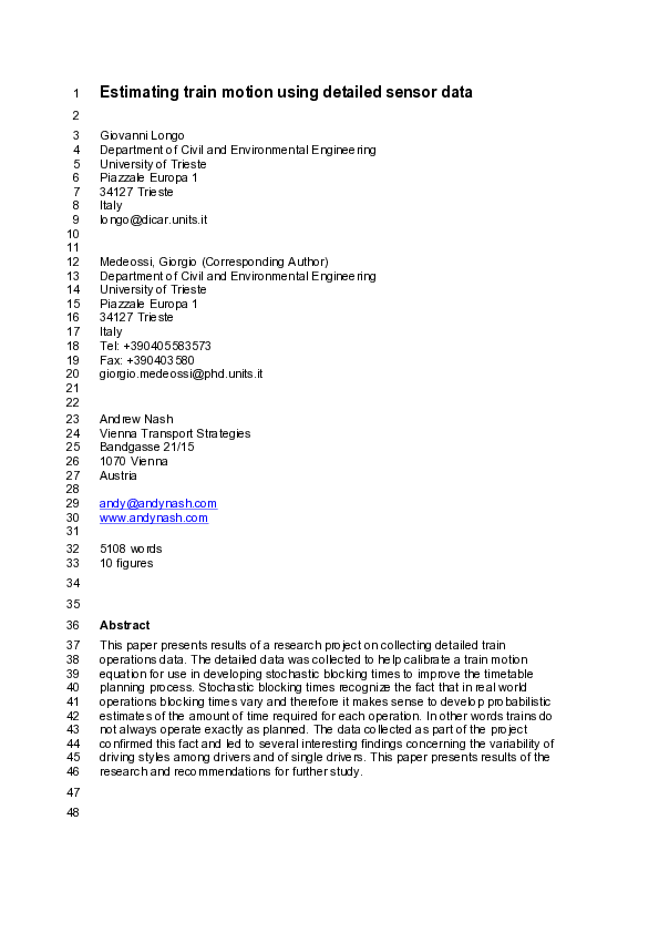 (PDF) Estimating train motion using detailed sensor data