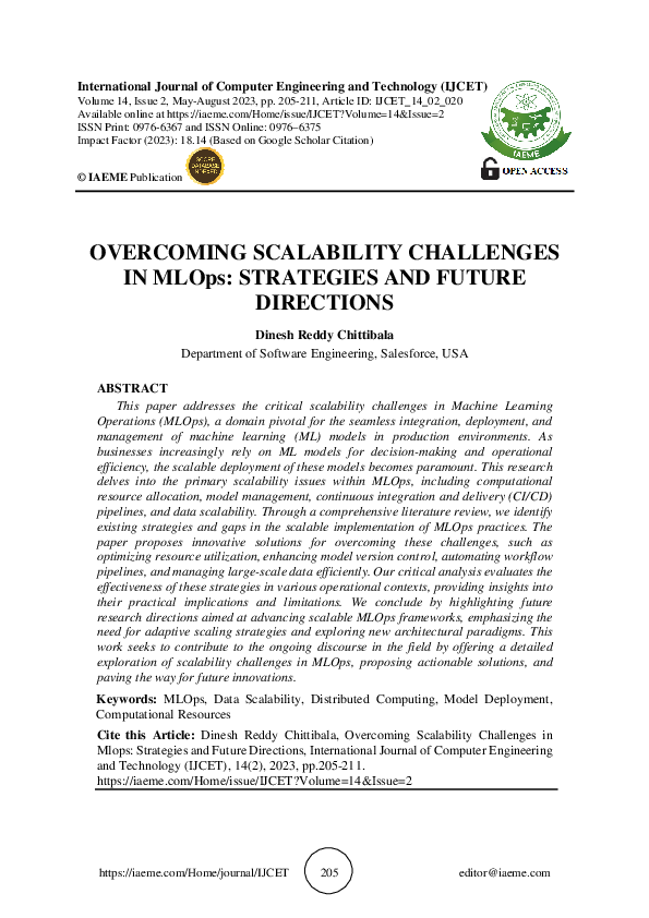(PDF) OVERCOMING SCALABILITY CHALLENGES IN MLOps: STRATEGIES AND FUTURE DIRECTIONS