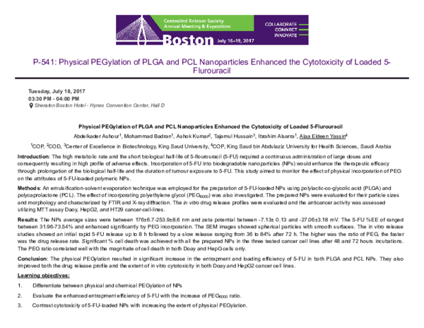 (PDF) PEGylation of PLGA and PCL nanoparticles enhanced the ...