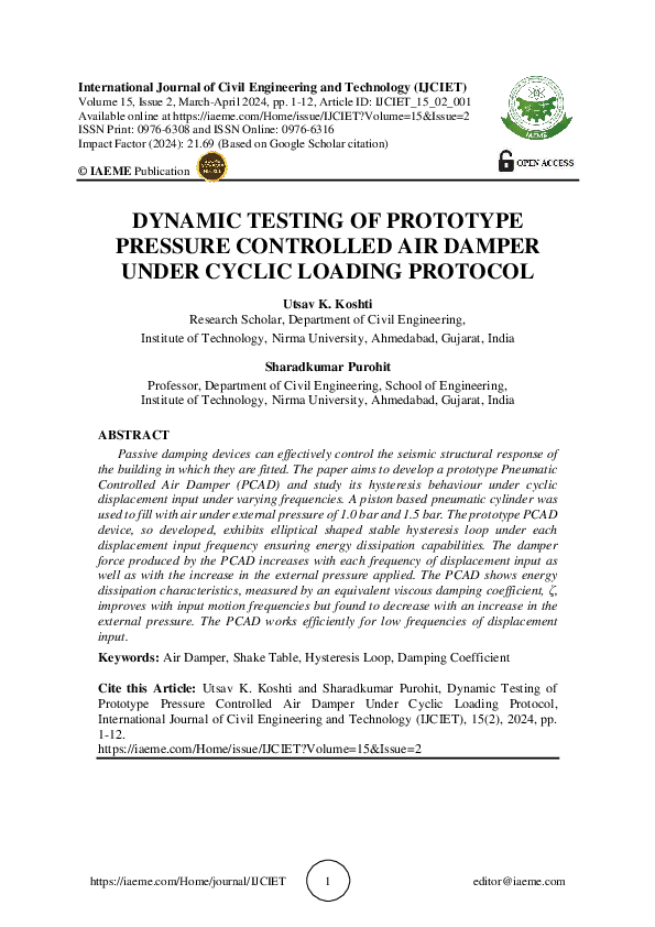 (PDF) DYNAMIC TESTING OF PROTOTYPE PRESSURE CONTROLLED AIR DAMPER UNDER ...