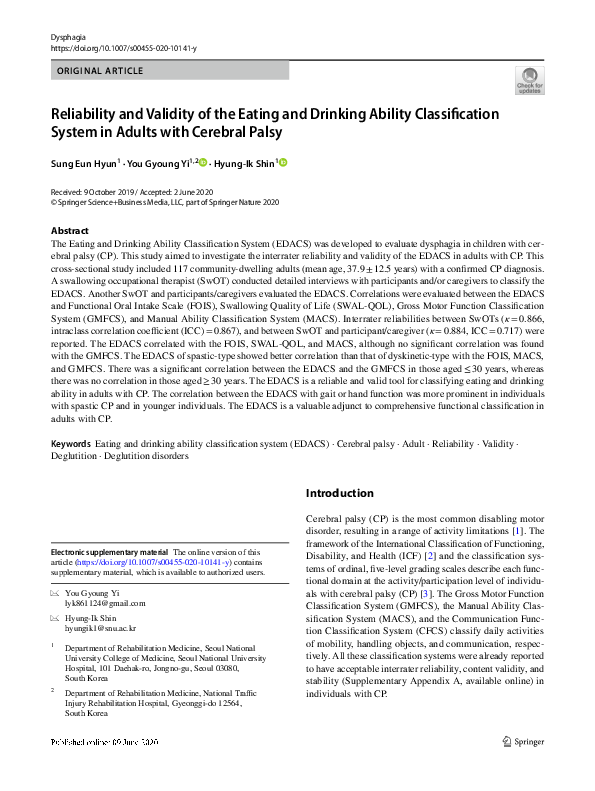(PDF) Reliability and validity of the Eating and Drinking Ability ...