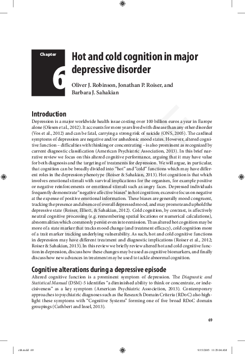 (PDF) Hot and cold cognition in major depressive disorder