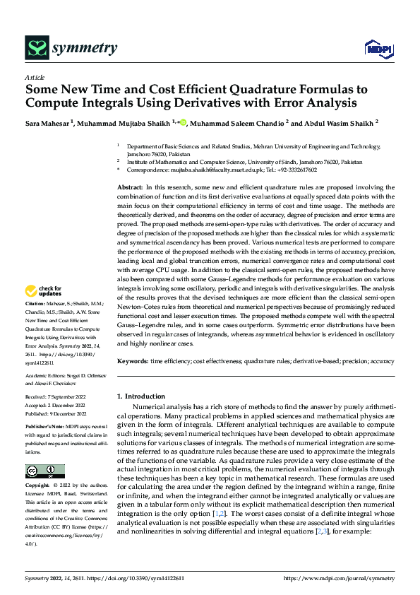 (PDF) Some New Time and Cost Efficient Quadrature Formulas to Compute Integrals Using ...