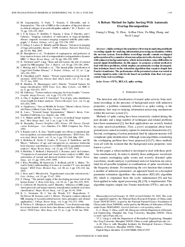 (PDF) A Robust Method for Spike Sorting With Automatic Overlap Decomposition