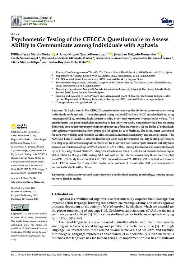 (PDF) Psychometric Testing of the CEECCA Questionnaire to Assess ...