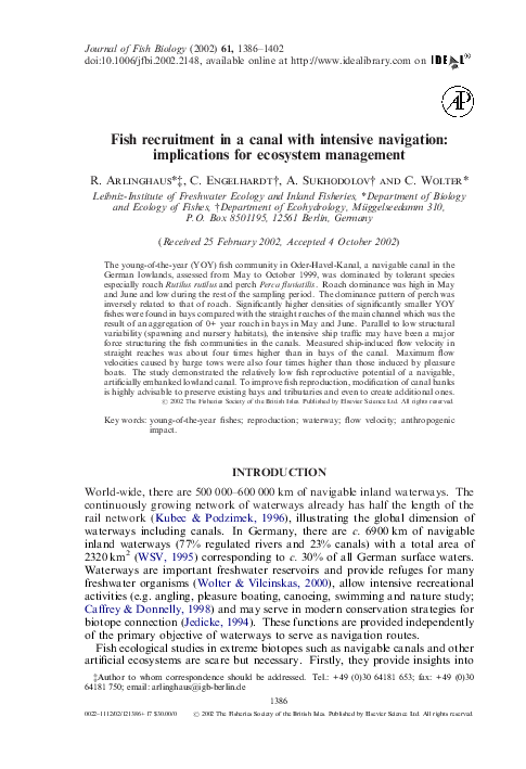 (PDF) Fish recruitment in a canal with intensive navigation ...