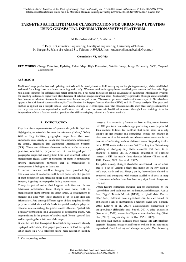 (PDF) Targeted Satellite Image Classification for Urban Map Updating Using Geospatial ...