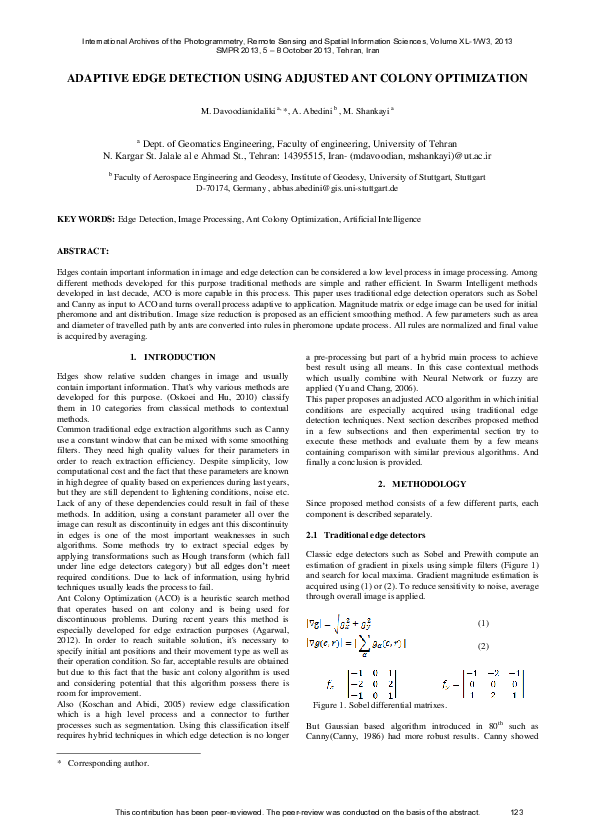 Pdf Adaptive Edge Detection Via Ant Colony Optimization