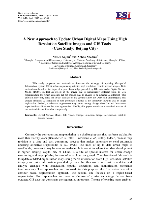 (PDF) A New Approach to Update Urban Digital Maps Using High Resolution Satellite Images and GIS ...
