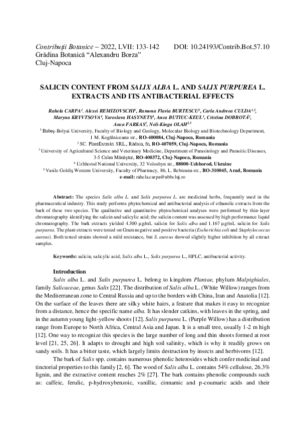 (PDF) Salicin Content from Salix Alba L. And Salix Purpurea L. Extracts ...