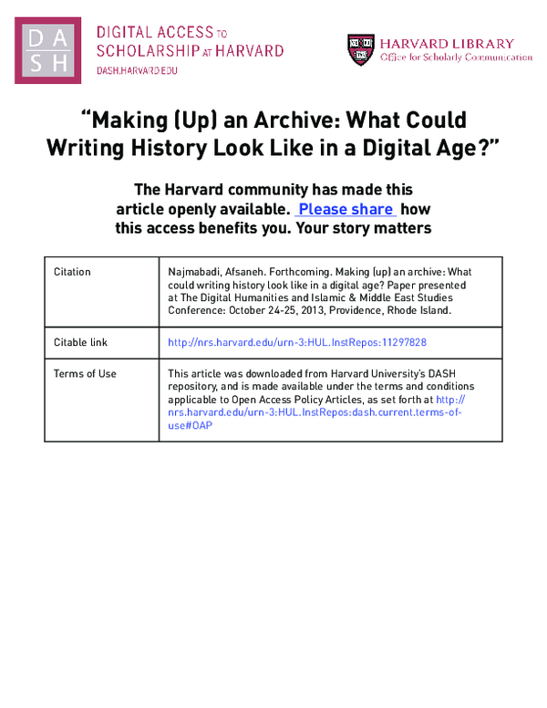 (PDF) “Making (Up) an Archive: What Could Writing History Look Like in ...