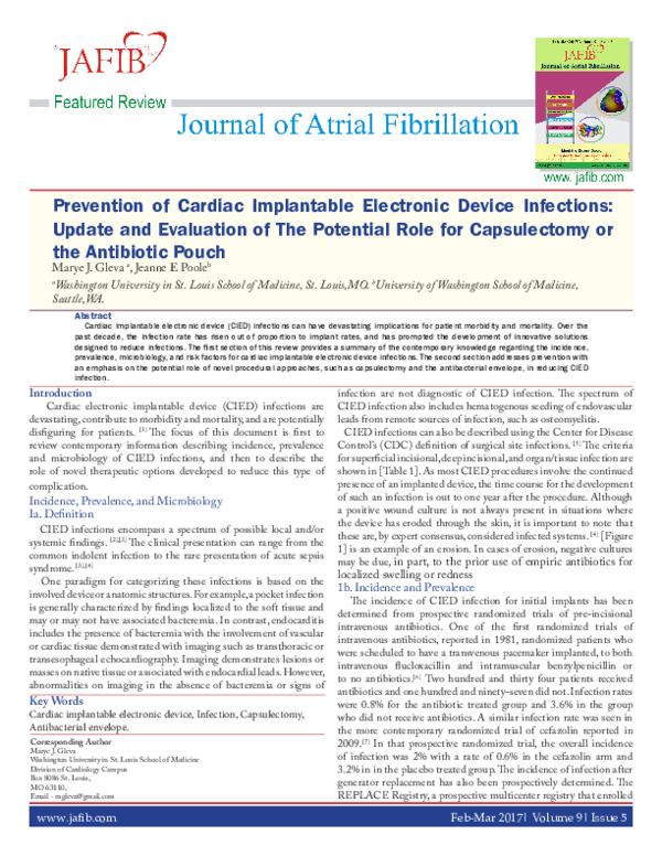 (PDF) Prevention of Cardiac Implantable Electronic Device Infections ...