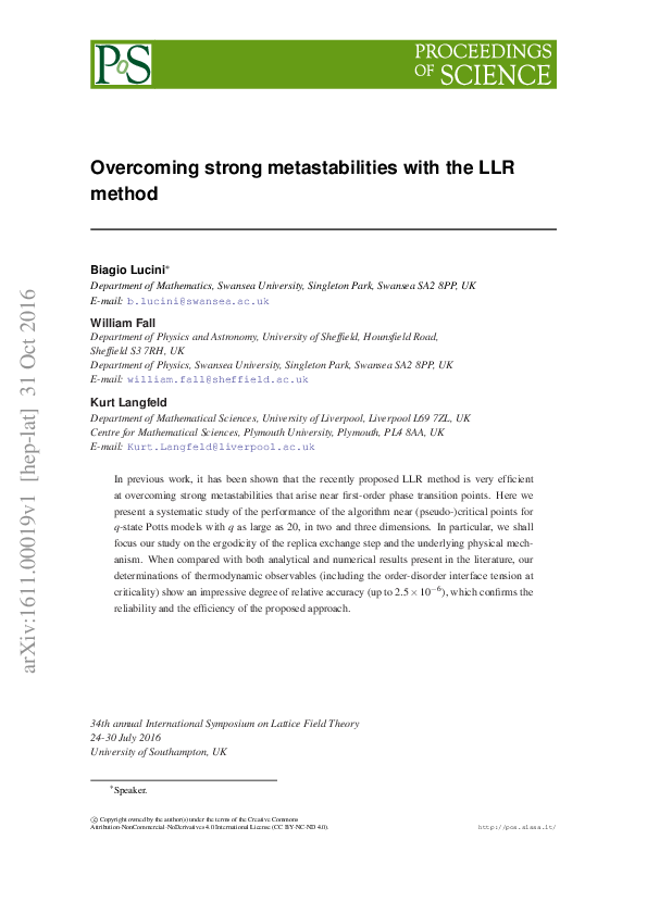 (PDF) Overcoming strong metastabilities with the LLR method