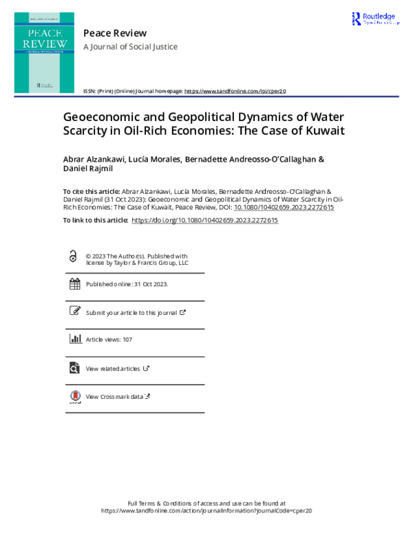 (PDF) Geoeconomic and Geopolitical Dynamics of Water Scarcity in Oil ...