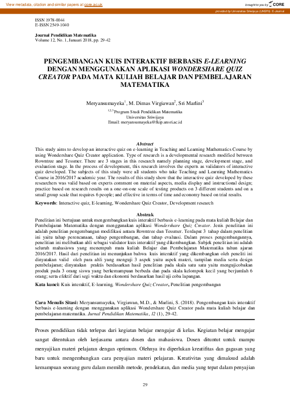 (PDF) Pengembangan Kuis Interaktif Berbasis E-Learning Dengan Menggunakan Aplikasi Wondershare ...