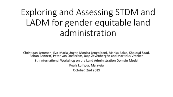 (PDF) Exploring and assessing STDM and LADM for gender equitable land ...