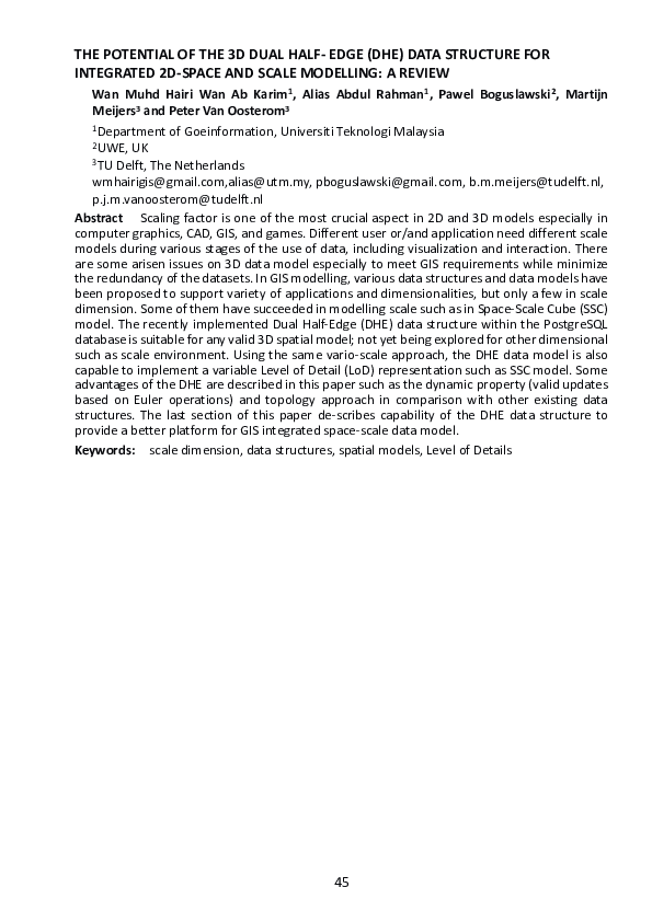 (PDF) 3D Dual Half-Edge Data Structure for Space and Scale Modelling