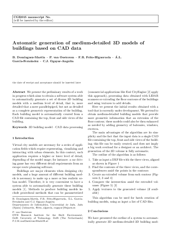 (PDF) Automatic generation of medium-detailed 3D models of buildings ...