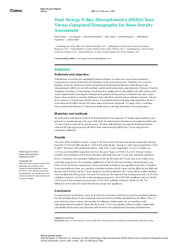 (PDF) Dual-Energy X-Ray Absorptiometry (DEXA) Scan Versus Computed ...