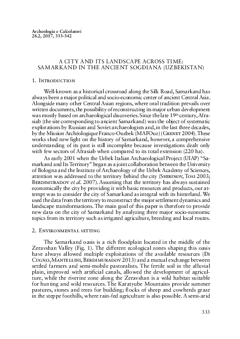 (PDF) A city and its landscape across time: Samarkand in the ancient ...