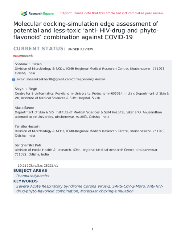 (PDF) Molecular docking-simulation edge assessment of potential and ...