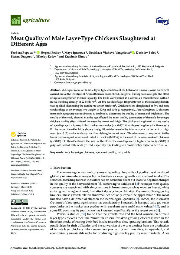 (PDF) Meat Quality of Male Layer-Type Chickens Slaughtered at Different ...