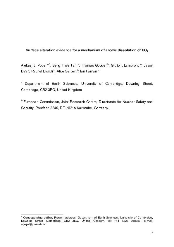 (PDF) Surface alteration evidence for a mechanism of anoxic dissolution ...