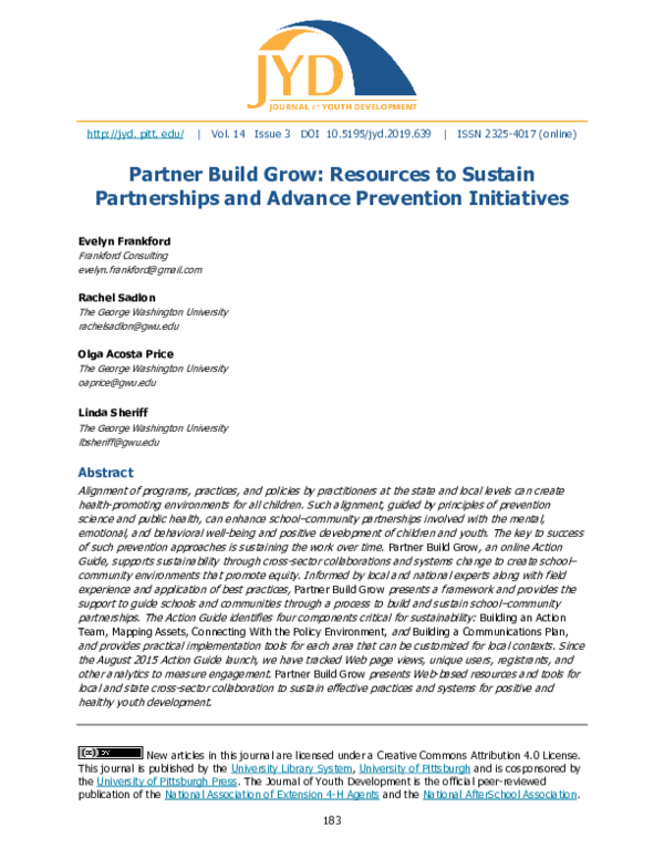 (PDF) Partner Build Grow: Resources to Sustain Partnerships and Advance ...