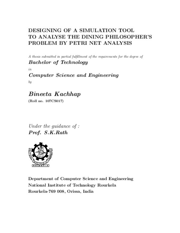 (PDF) Designing of a simulation tool to analyse the dining philosopher's problem by petri net ...