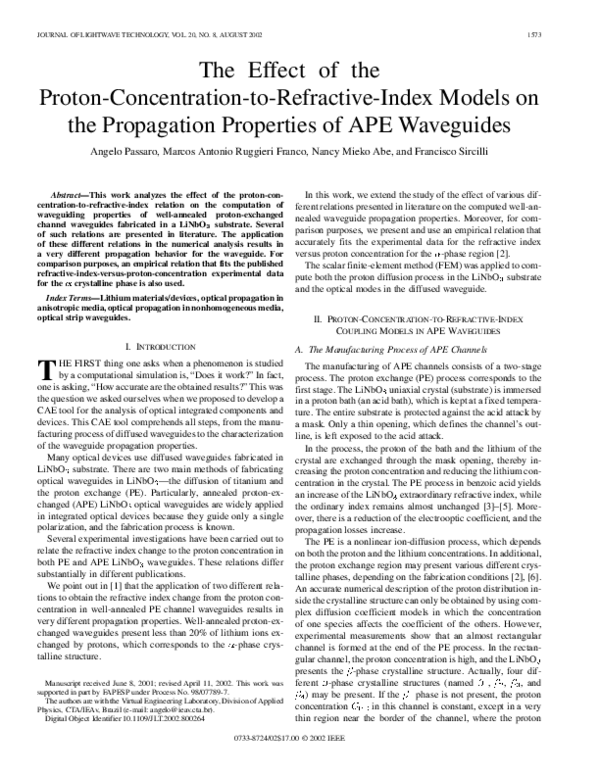 (PDF) The effect of the proton-concentration-to-refractive-index models ...