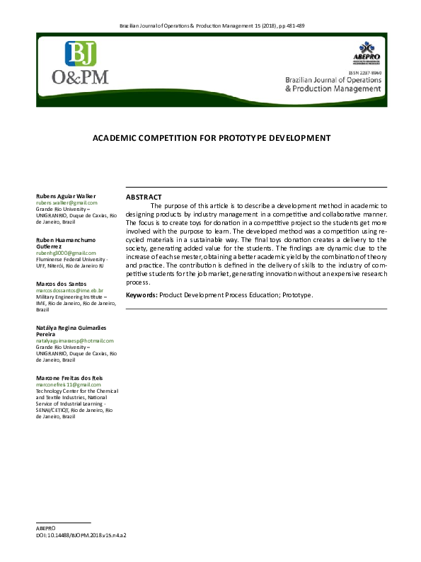 (PDF) Academic competition for prototype development