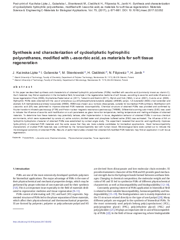 (PDF) Synthesis and characterization of cycloaliphatic hydrophilic ...