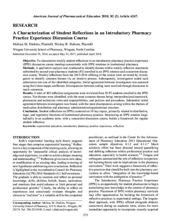 (PDF) A Characterization of Student Reflections in an Introductory ...