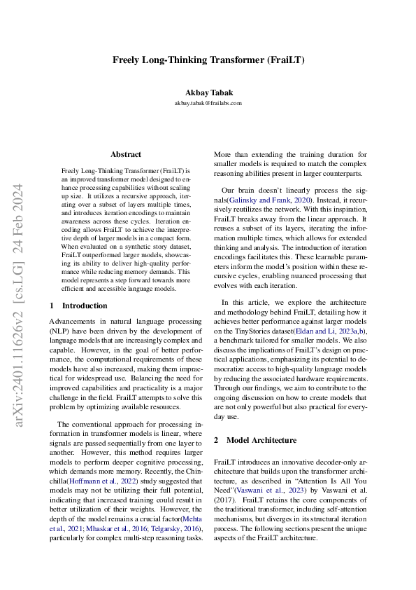 (PDF) Freely Long-Thinking Transformer (FraiLT)