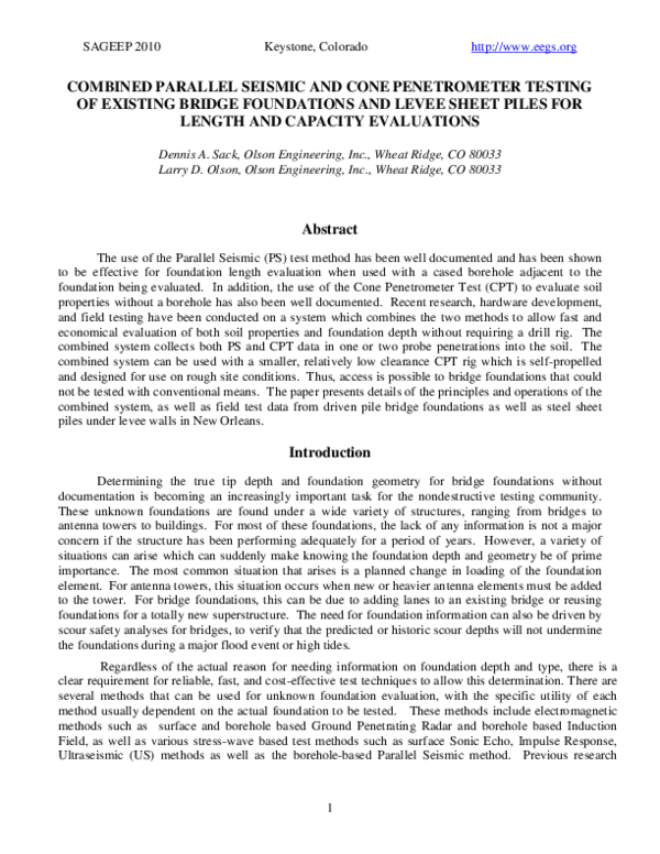 (PDF) Combined Parallel Seismic and Cone Penetrometer Testing of ...