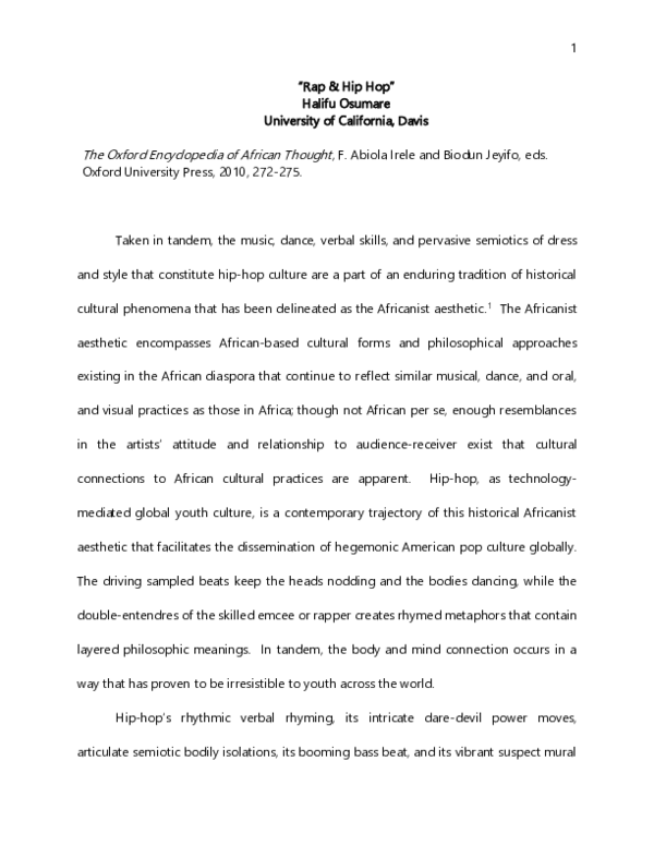 (PDF) Rap and Hip Hop