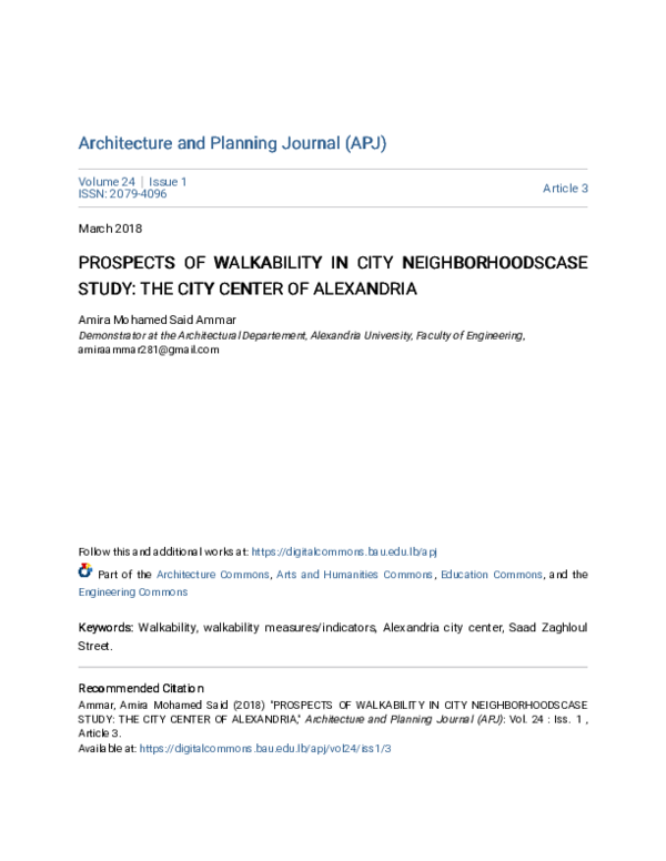 (PDF) Prospects of Walkability in City Neighborhoodscase Study: The ...