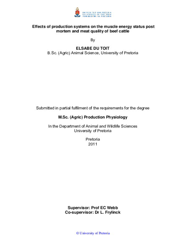(PDF) Effects of production systems on the muscle energy status post ...
