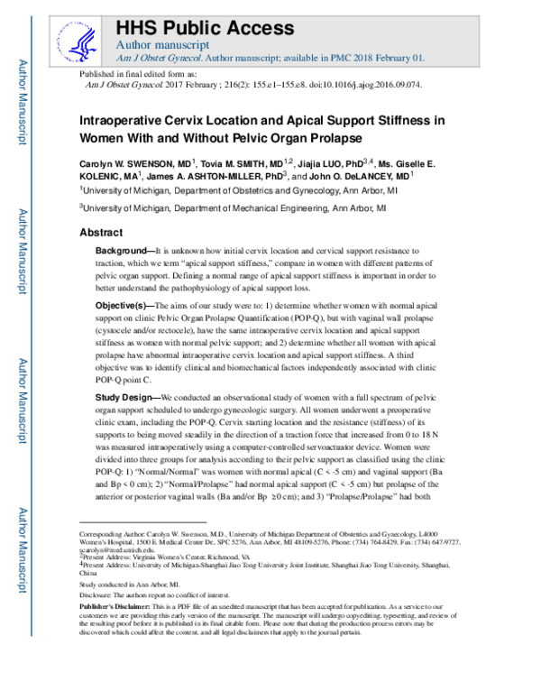 (PDF) Intraoperative cervix location and apical support stiffness in ...