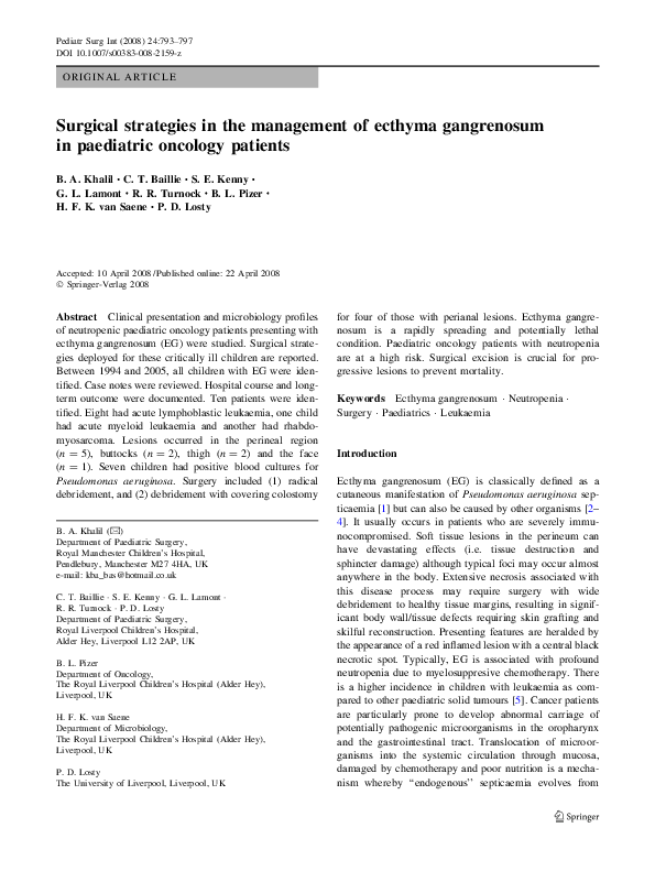 (PDF) Surgical strategies in the management of ecthyma gangrenosum in ...